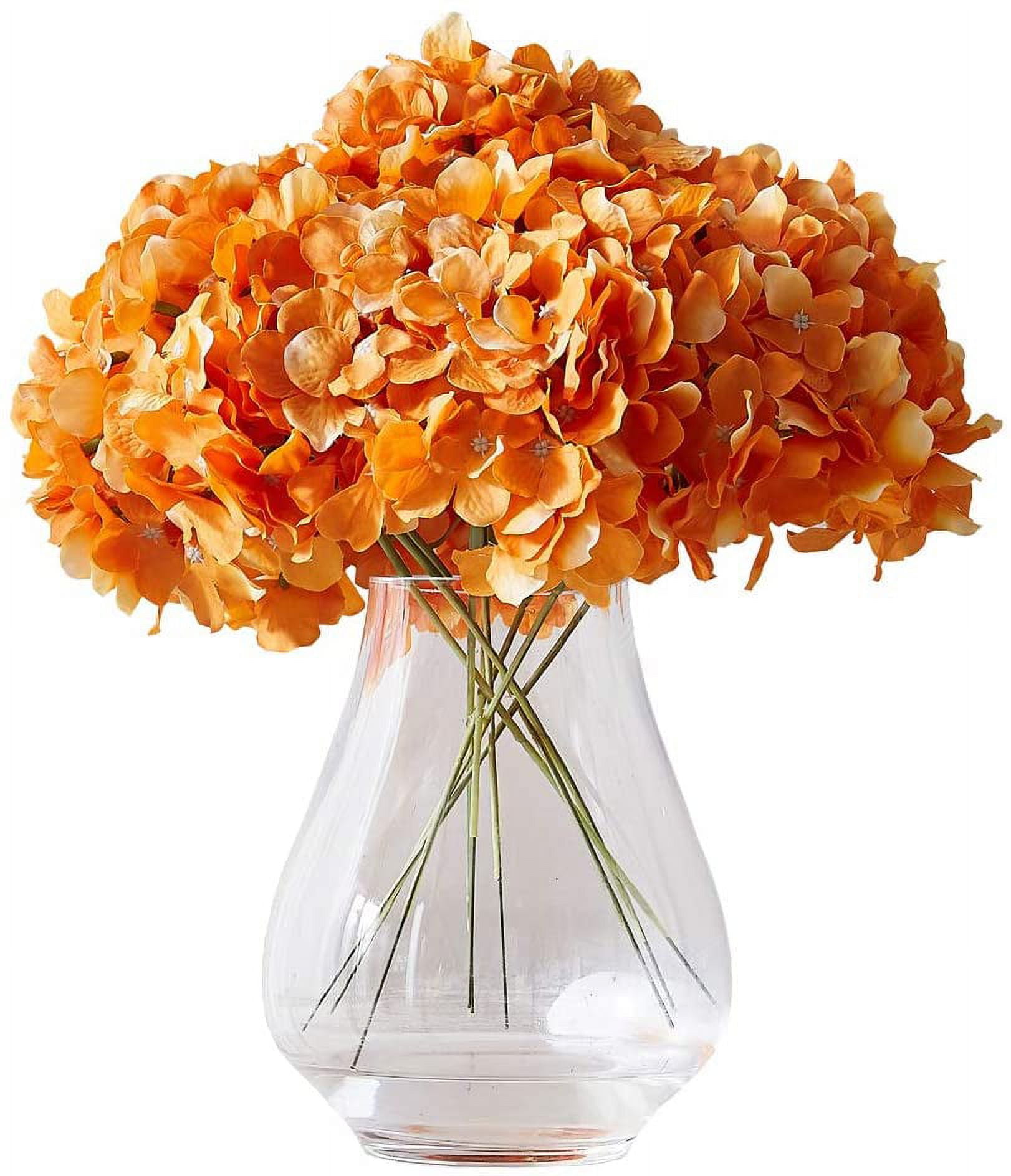 Nvzi-a Artificial Hydrangea Flowers Orange Heads 10 Fake Hydrangea Silk ...