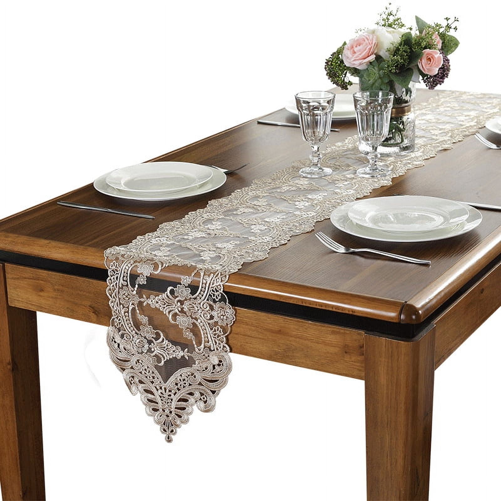 Nvzi-a Lace Tablecloth and Dresser Scarf Embroidered Floral Tablecloth ...