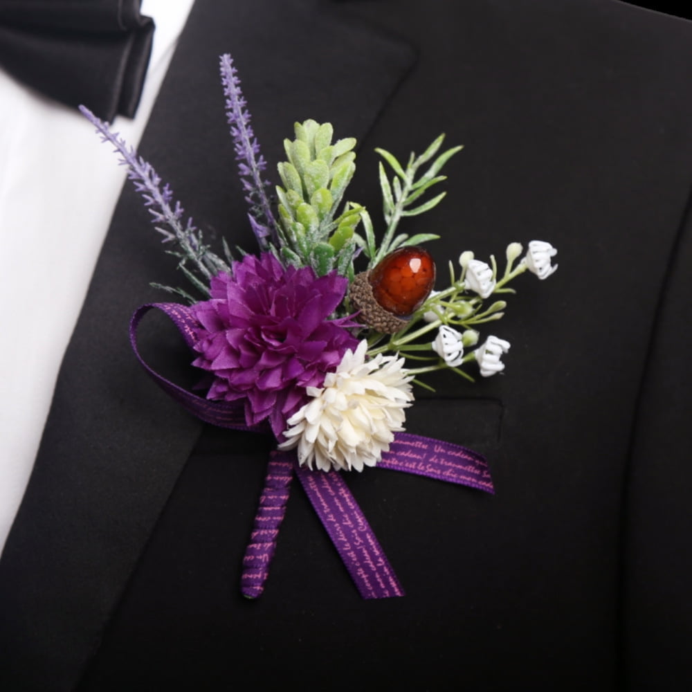 Nvzi-a Pack of 2 Brooch Bouquet Corsage Classic Artificial Groom Bride ...