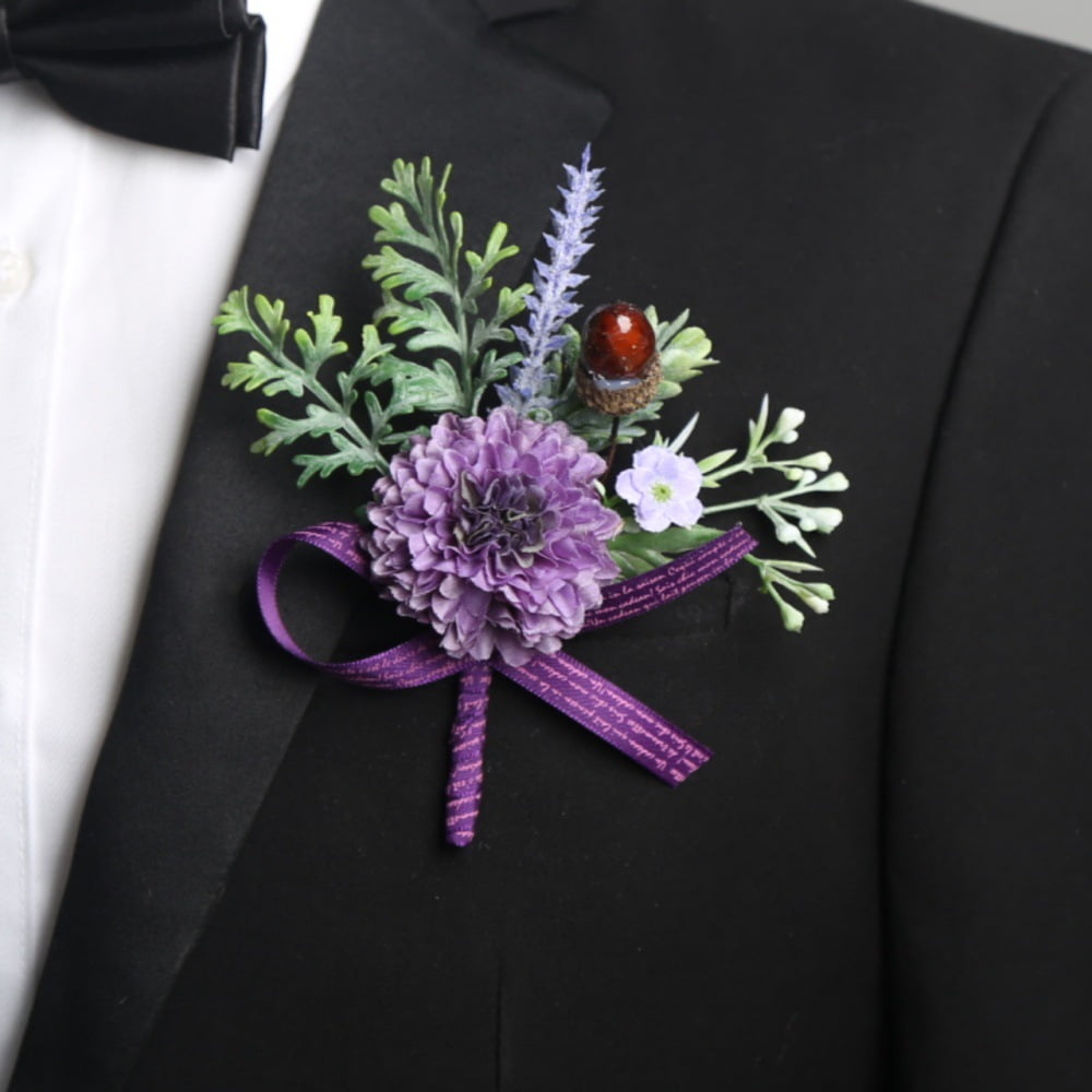 Nvzi-a Pack of 2 Brooch Bouquet Corsage Classic Artificial Groom Bride ...