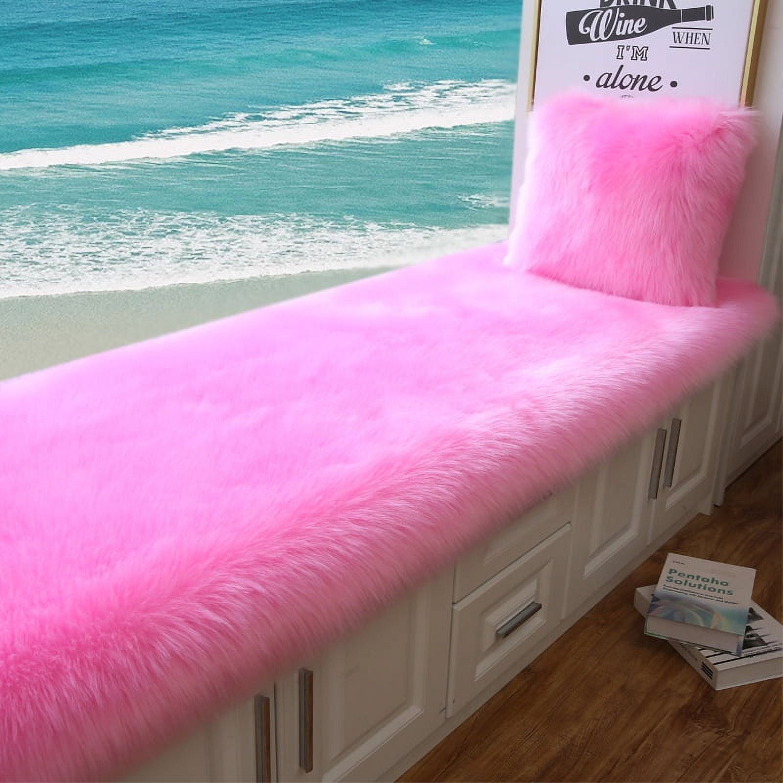 Nvzi-a Solid Color Plush Table Runner,Faux Sheepskin Decorative Shaggy ...