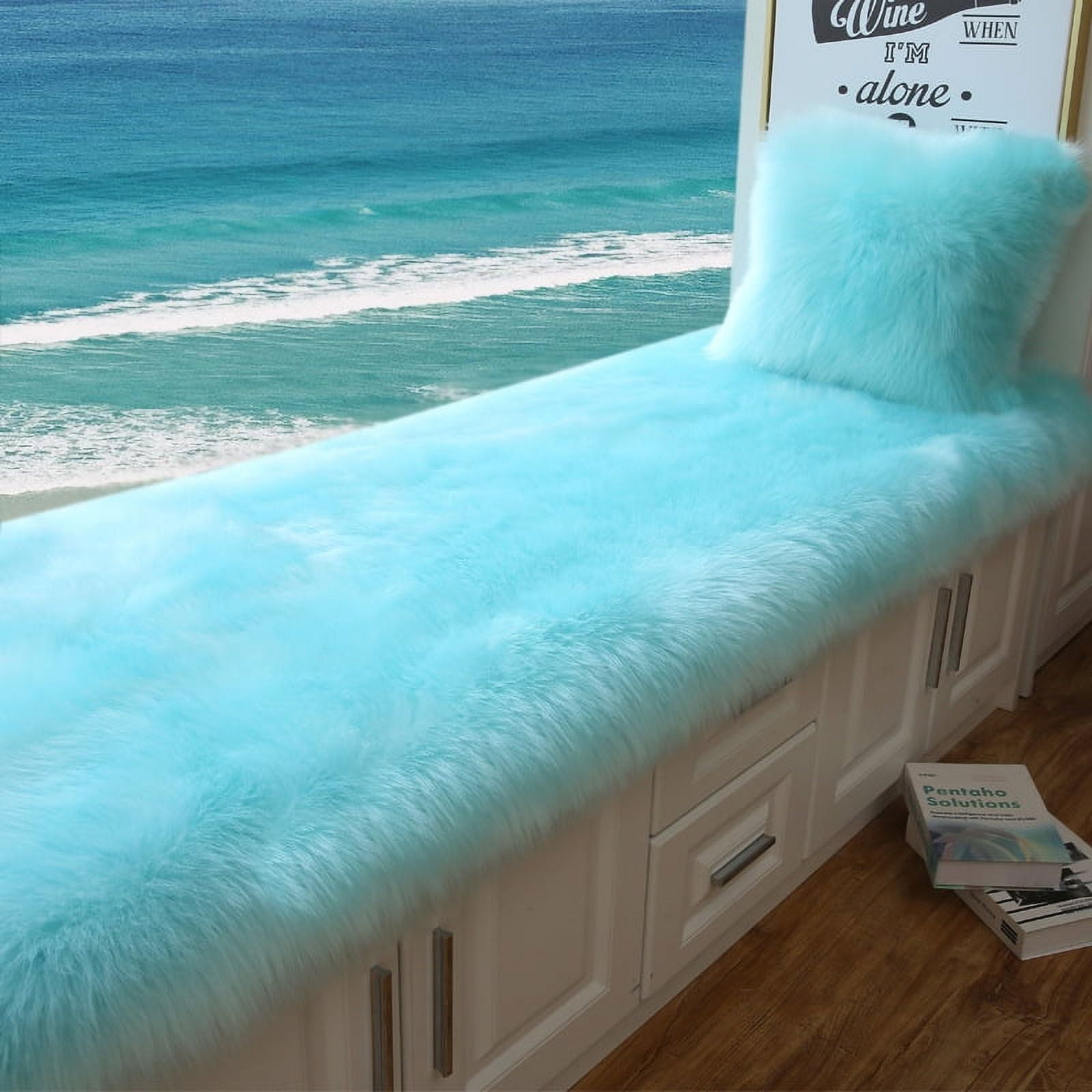 Nvzi-a Solid Color Plush Table Runner,Faux Sheepskin Decorative Shaggy ...