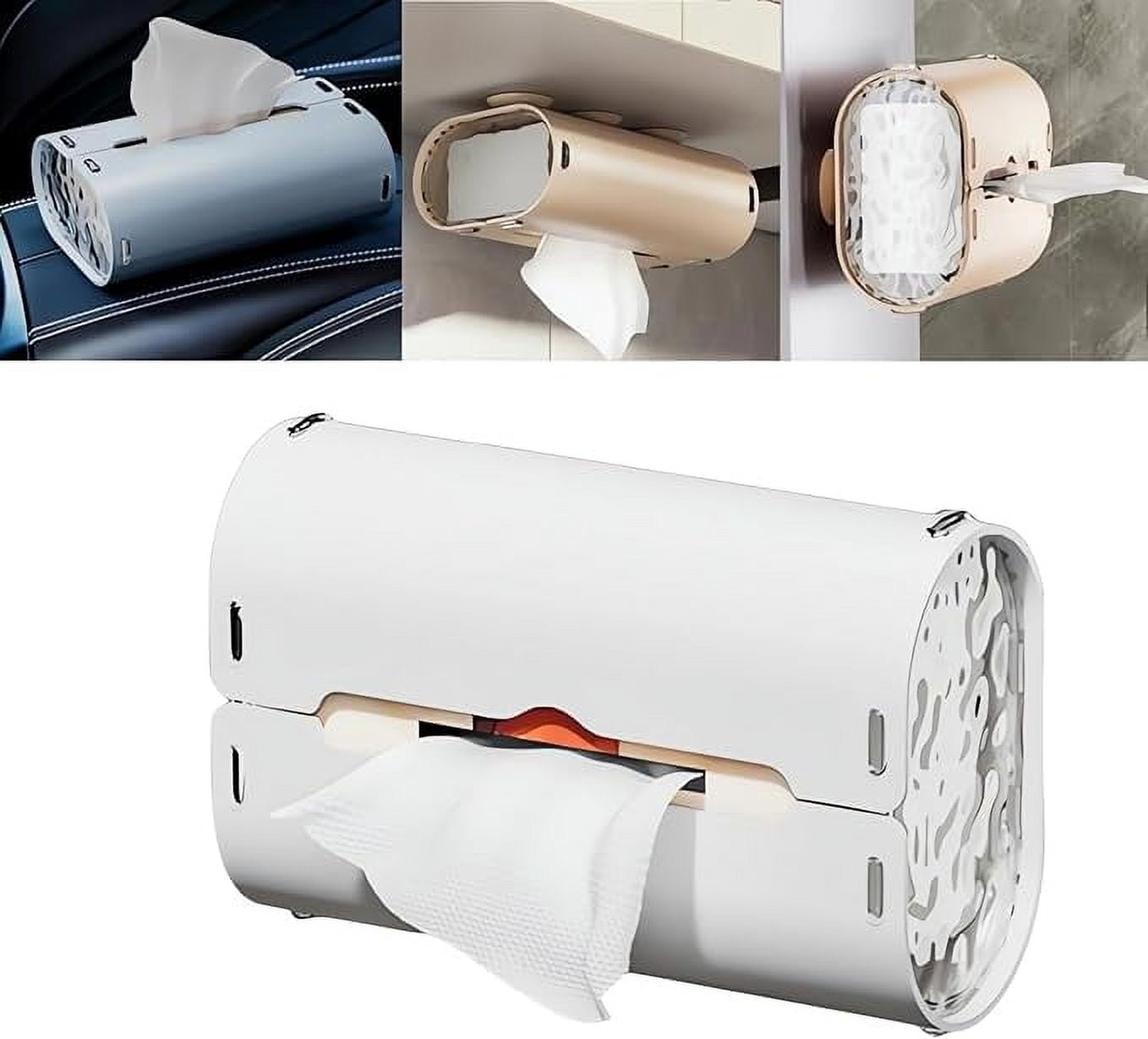Nvzi-a Suction Cup Tissue Box, Wall-Mounted Paper Towel Dispenser ...