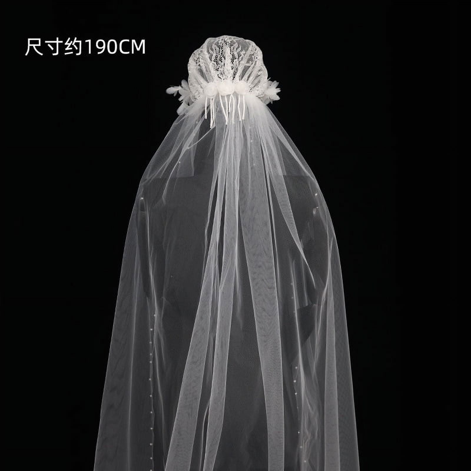 Nvzi-a Wedding Short Veil Lace Edge Veil Soft Tulle Bridal Veils with ...