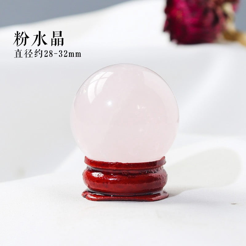 Nvzi -b 1 piece pink natural crystal original stone ball with base ...