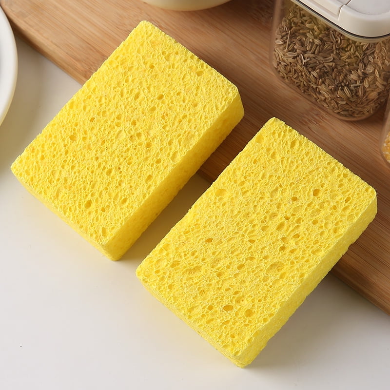 Nvzi -b 10 pieces natural wood pulp cotton sponge wipe yellow thick ...