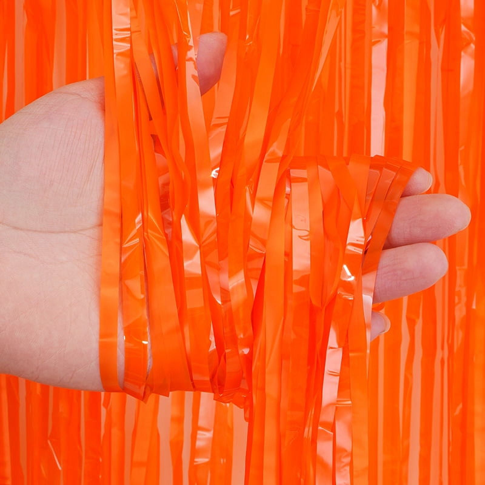 Nvzi -b 3pcs Matte Orange Tinsel Foil Fringe Curtains Party Decoration ...