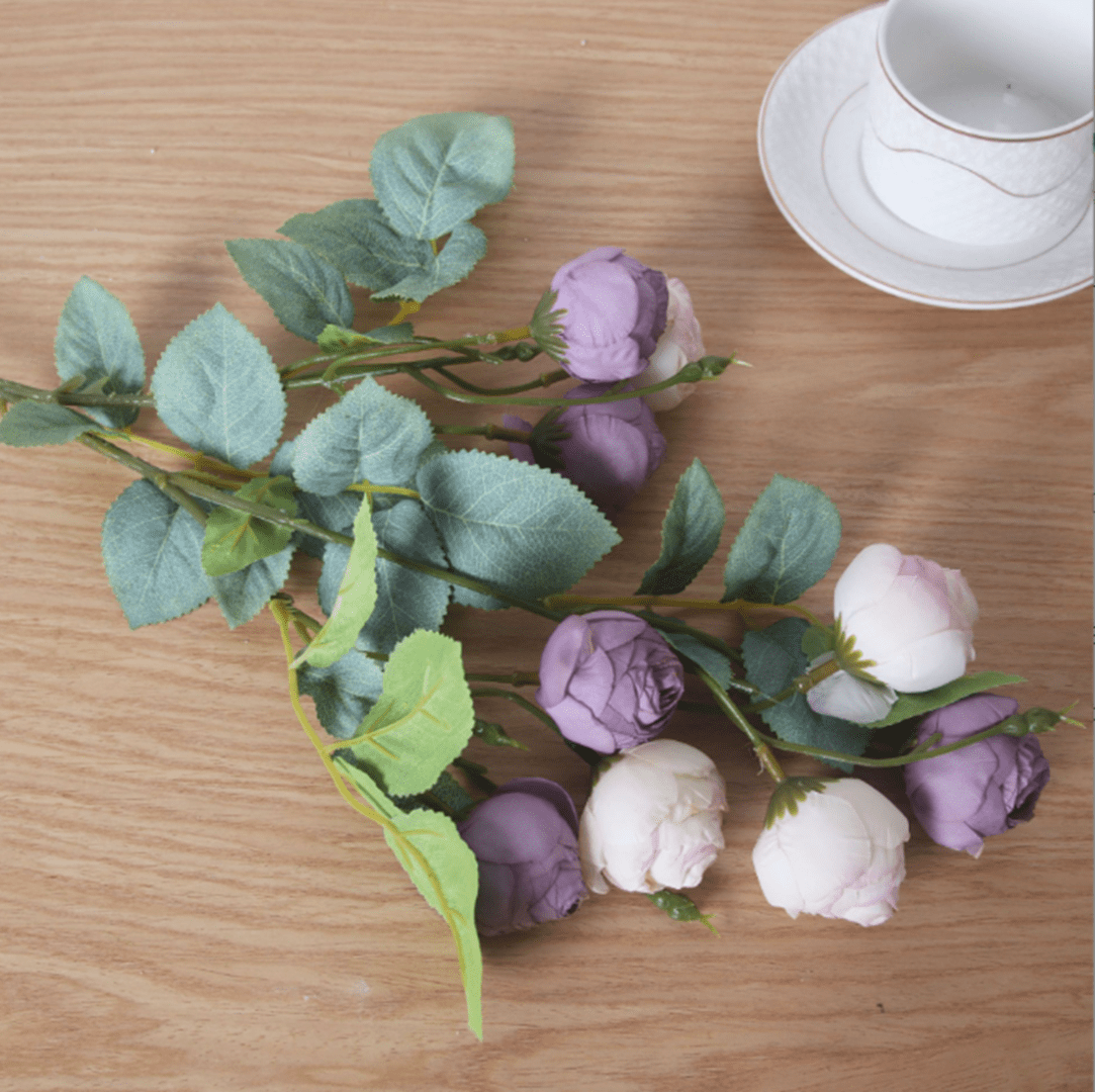 Nvzi -b 3pcs Nine Headed Rose Bud Artificial Flowers, Fake flowers ...