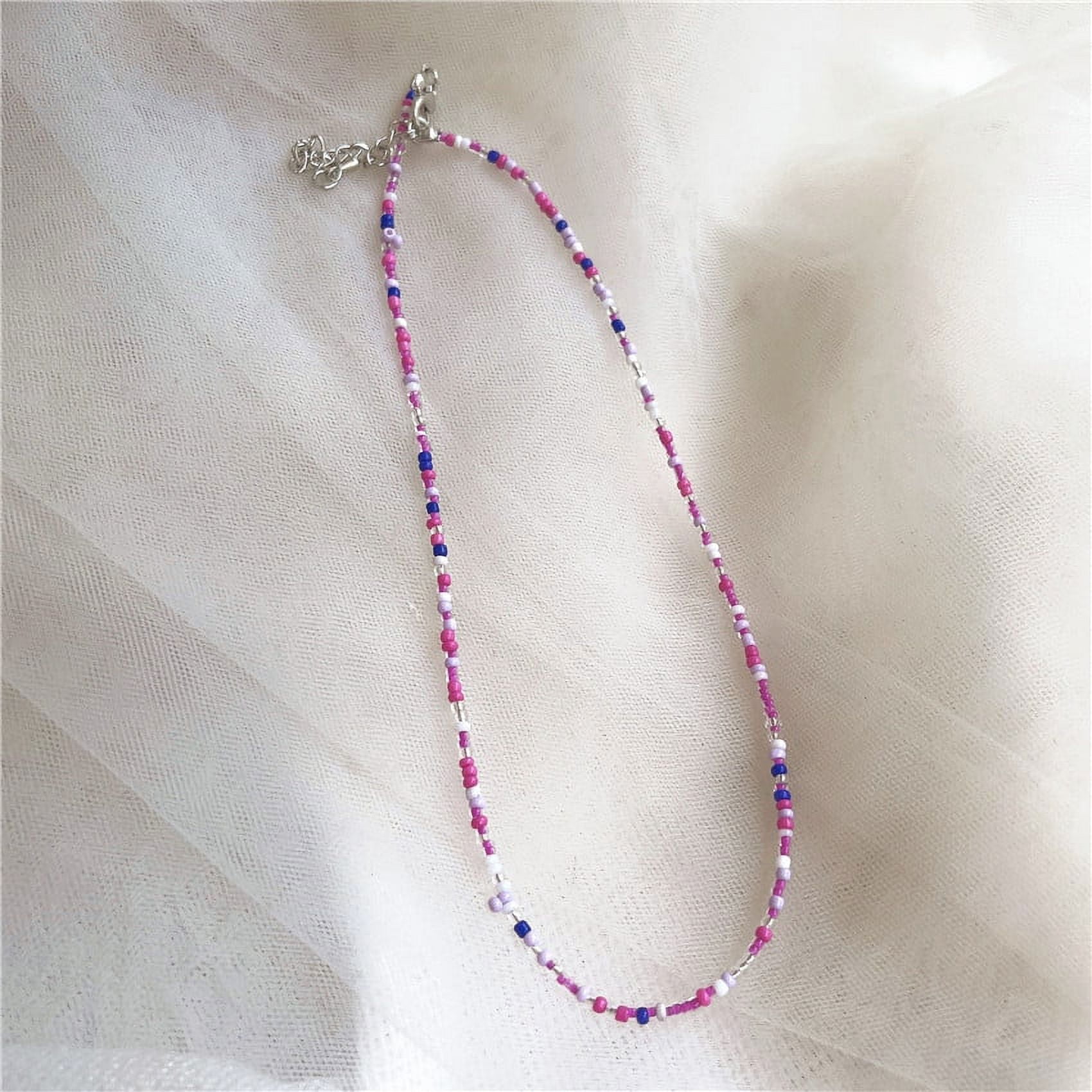 Nvzi -b Boho Rainbow Seed Bead Choker Necklace Colorful Glass Bead ...