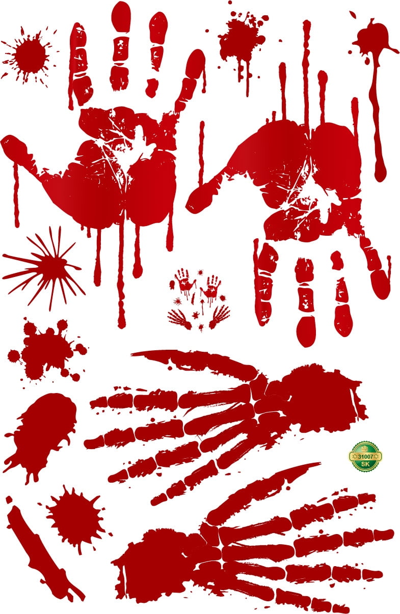 Nvzi -b Party Decorations 6 pieces Halloween Window Clings, Bloody ...