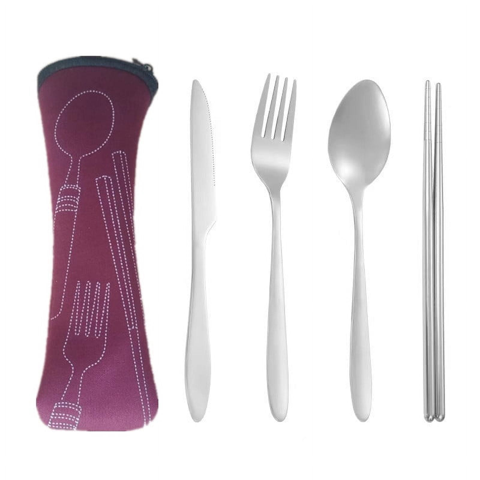 Nvzi -b Portable Travel Dinnerware With Case, Stainless Steel Reusable ...