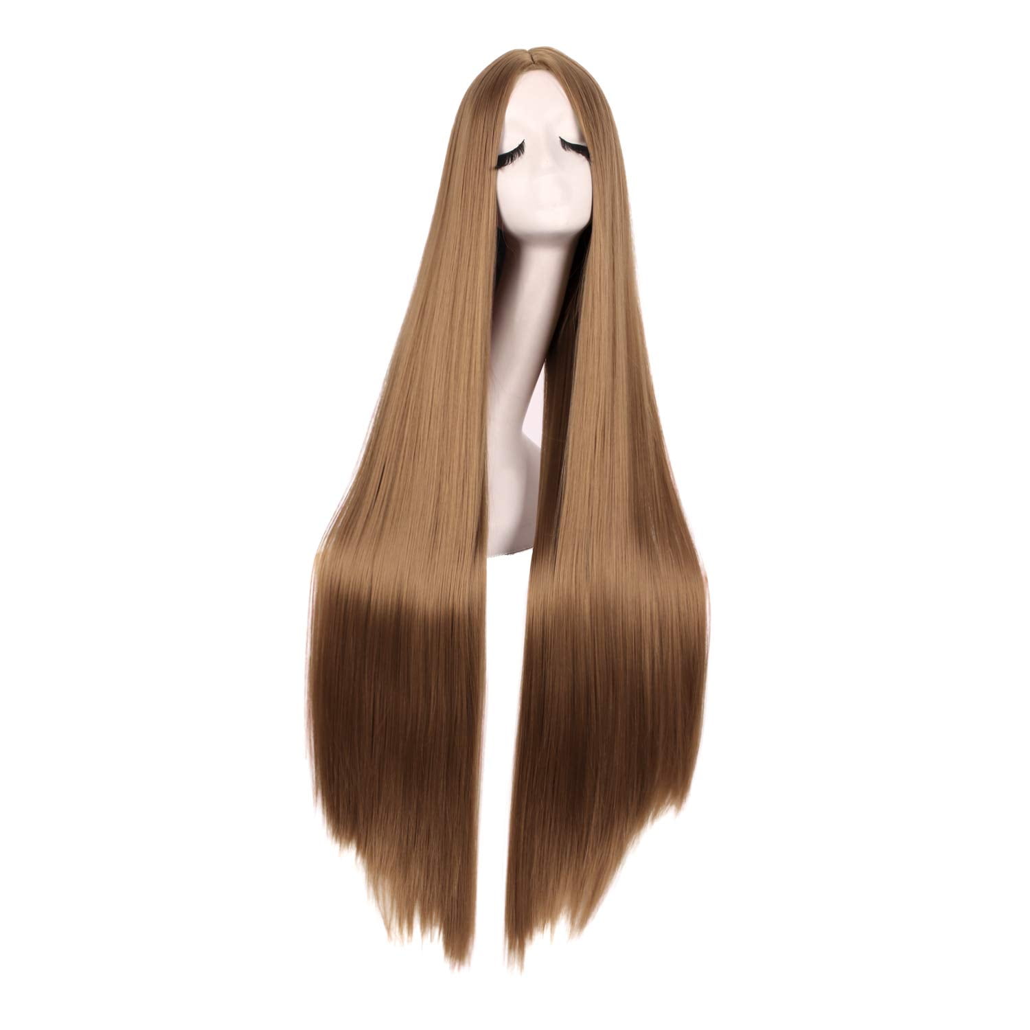 Nvzi -b Super Long 100CM Straight Wig No Bangs Middle Parted Rose ...