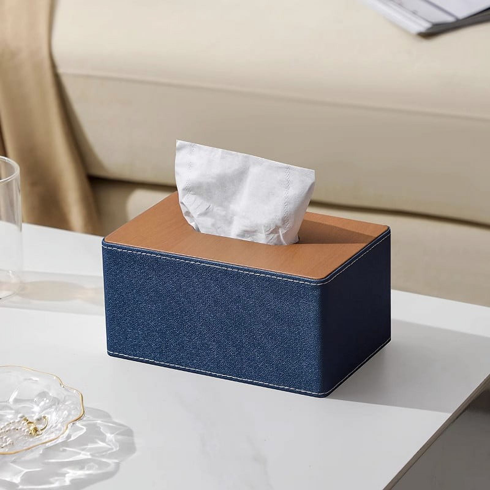 Nvzi -b Tissue Box Cover, Leather Tissue Box Holder, Rectangular Tissue Box Covers for Kleenex ...