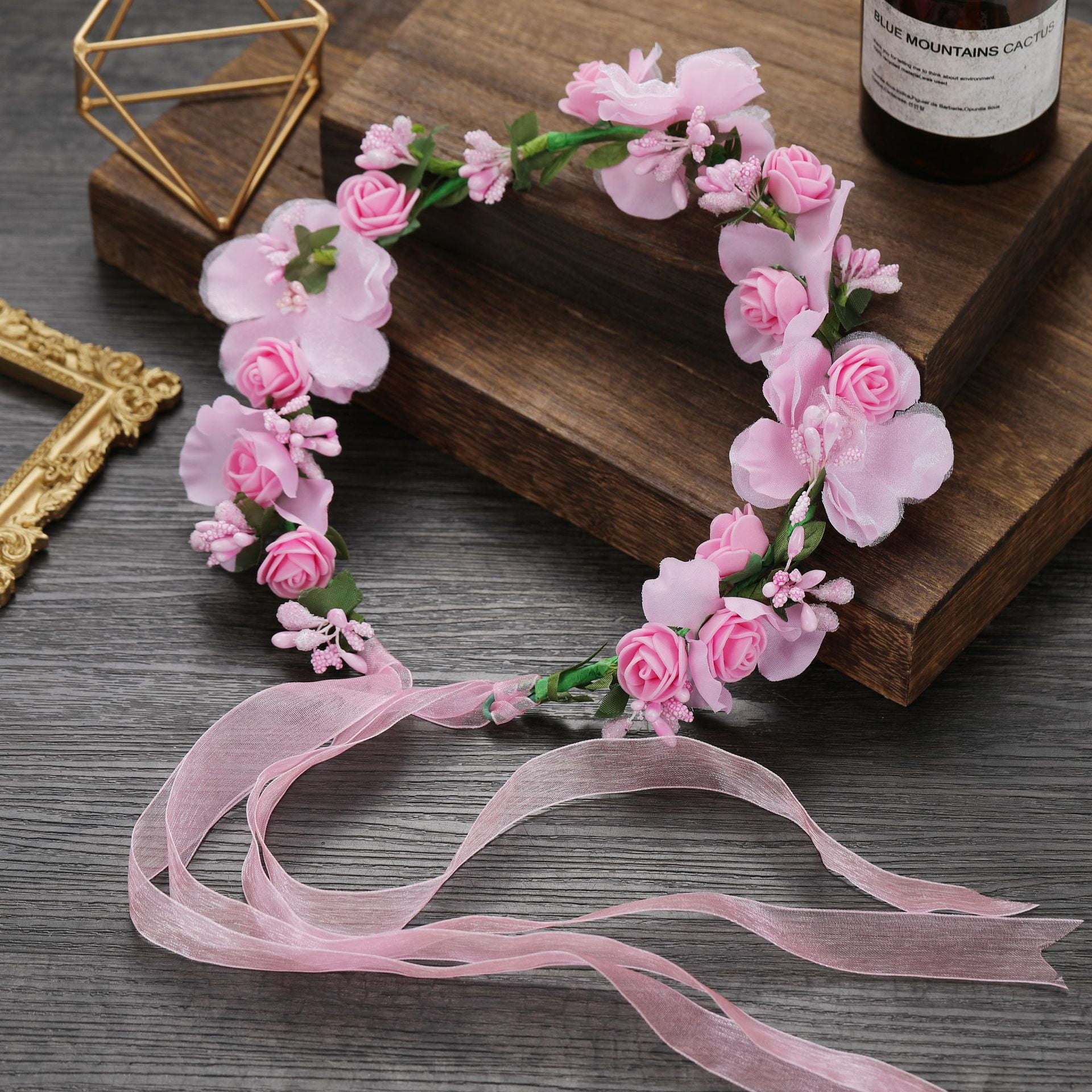 Nvzi -b Women Girls Adjustable Rose Flower Crown Floral Crown Garland ...