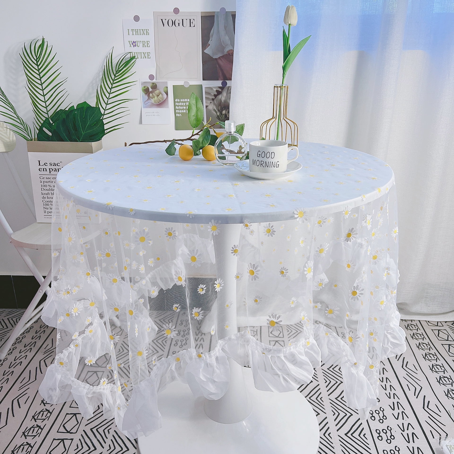 Nvzi-c 1 small daisy lace white tablecloth with lace tablecloth fabric ...