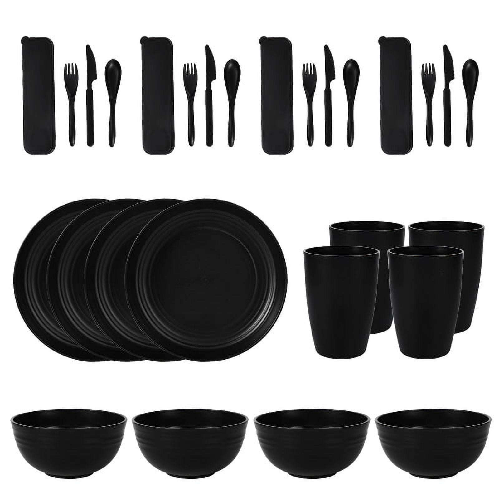Nvzi-c 28pcs Wheat Straw Dinnerware Sets for 4 - Lightweight ...