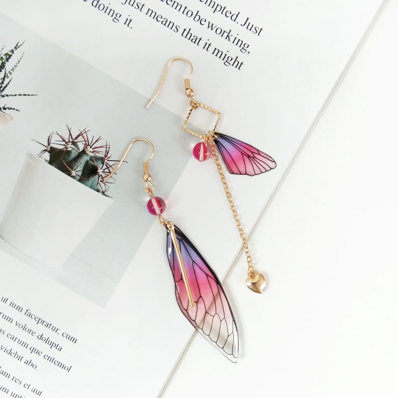 Nvzi-c Plated Asymmetrical Butterfly Bug Wing Drop Dangle Earrings ...