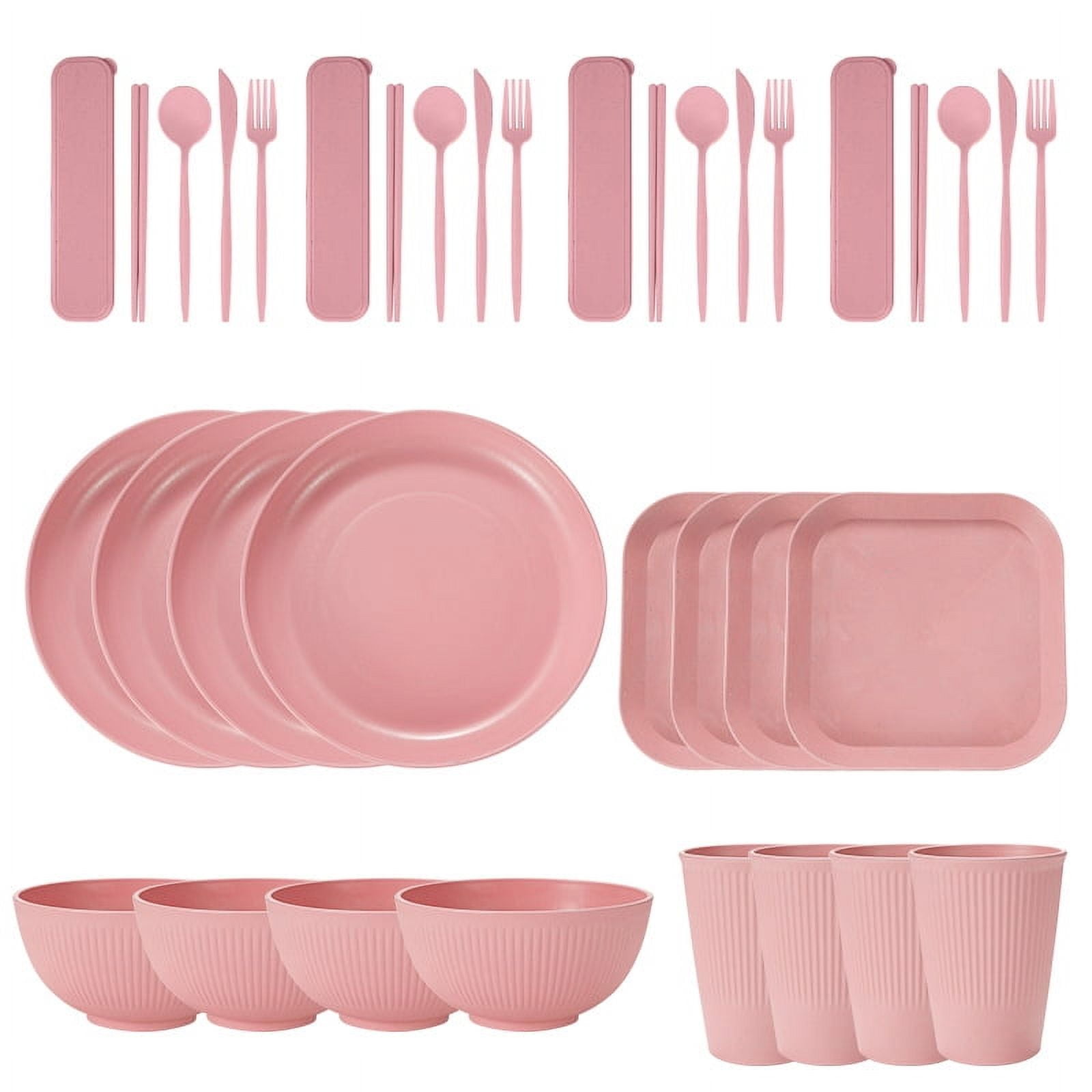 Nvzi-c Wheat Straw Dinnerware Sets, 36-Piece Plates and Bowls Sets ...
