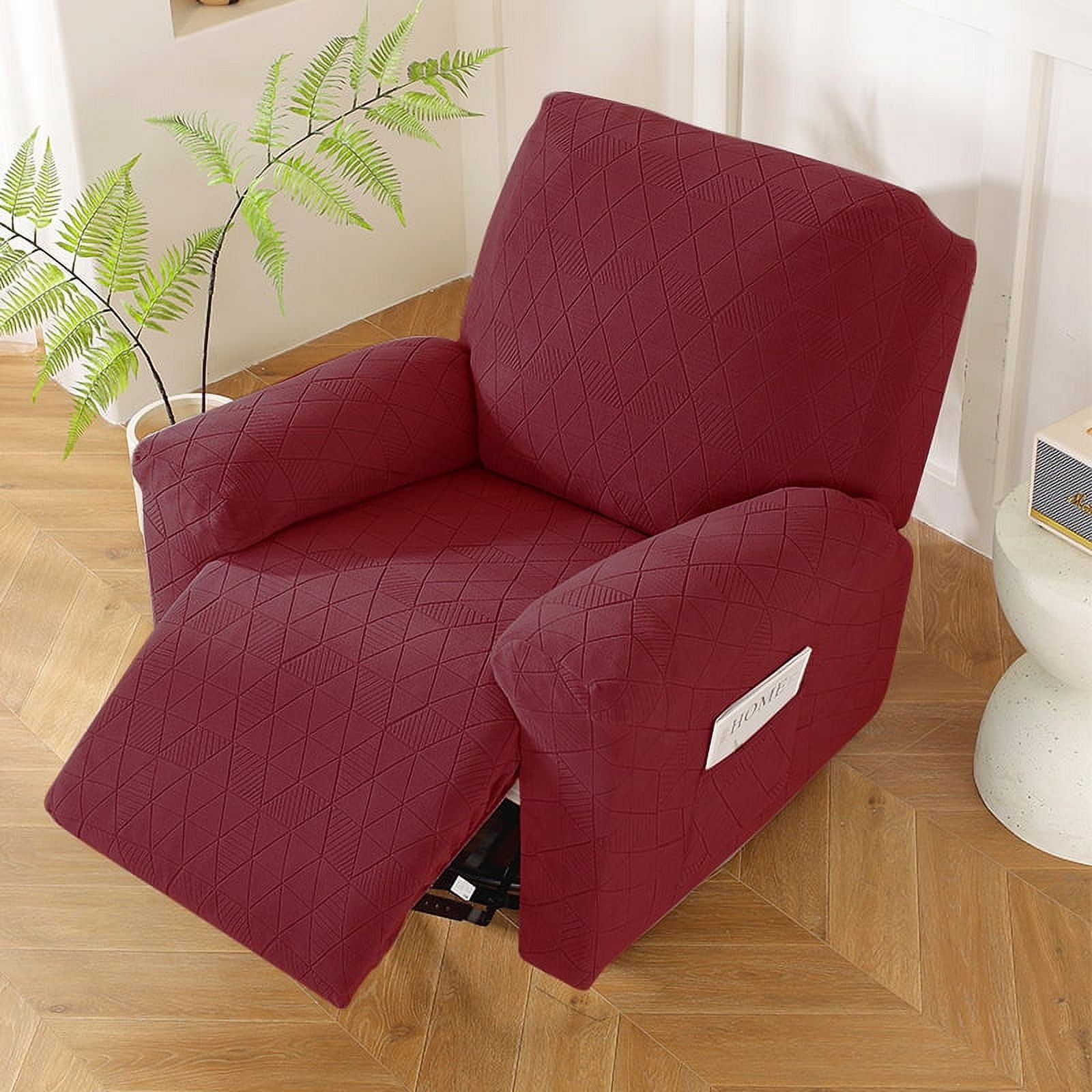 Nvzi-c sofa universal elastic recliner cover diamond pattern deep red ...