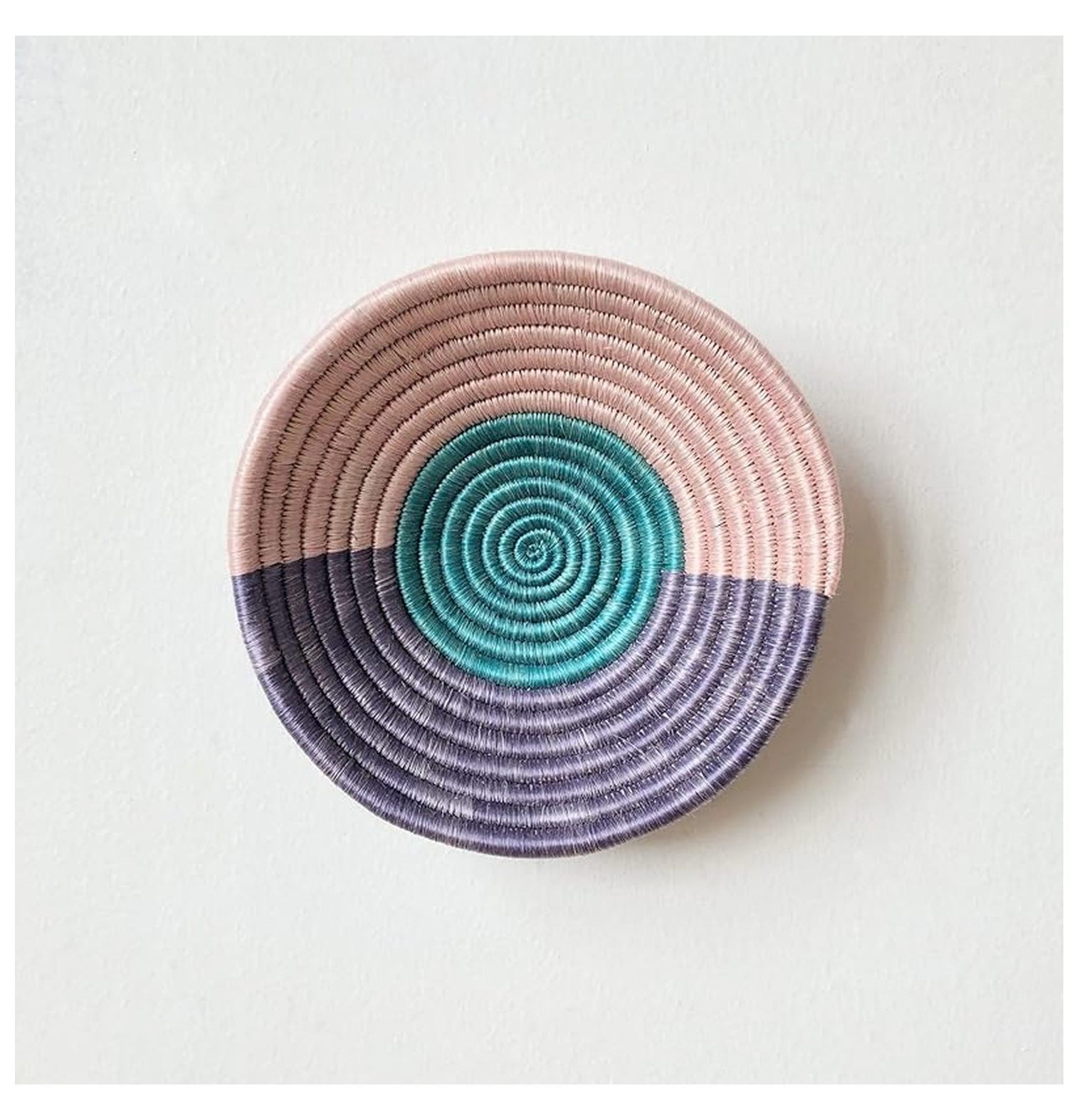 Nyakizu Rwanda Basket - Handwoven Sisal Bowl, 8" Lilac & Teal - African ...
