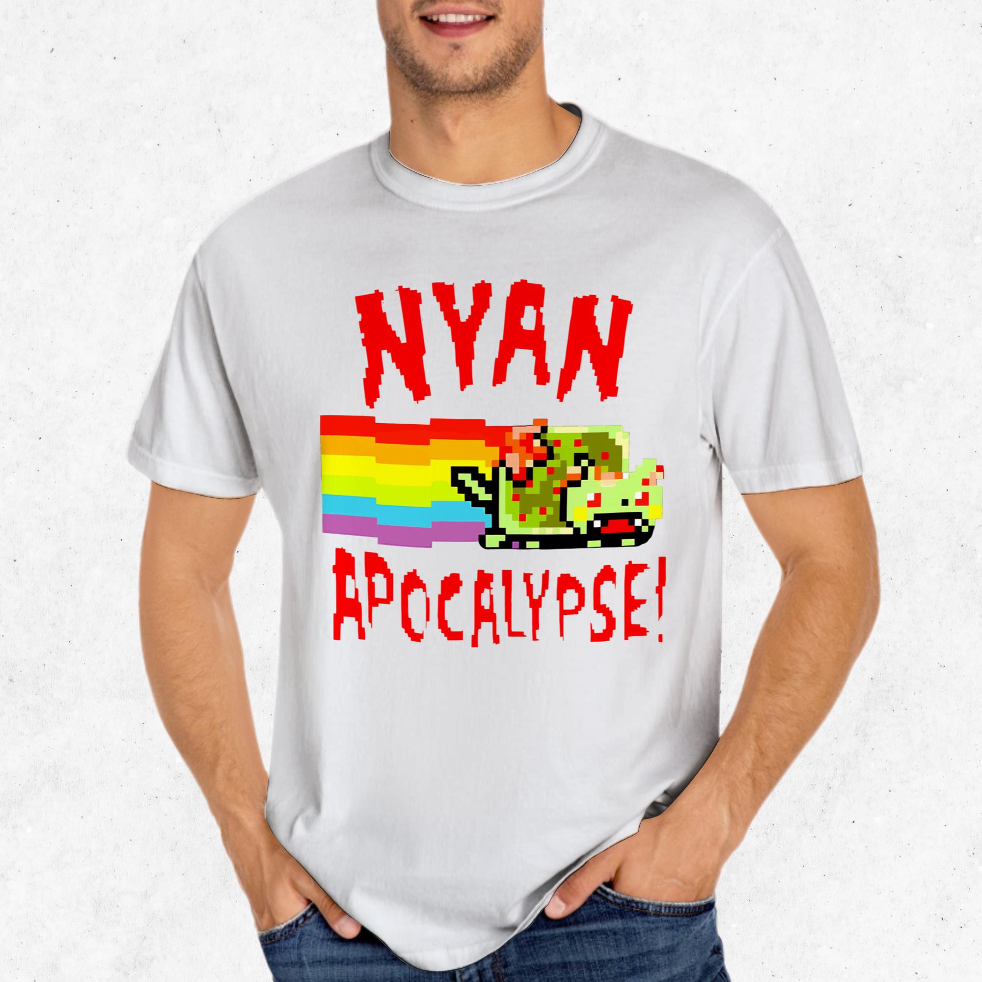 Nyan Cat Apocalypse T-Shirt - Retro 8-Bit Pixel Art T-Shirt Unisex All ...