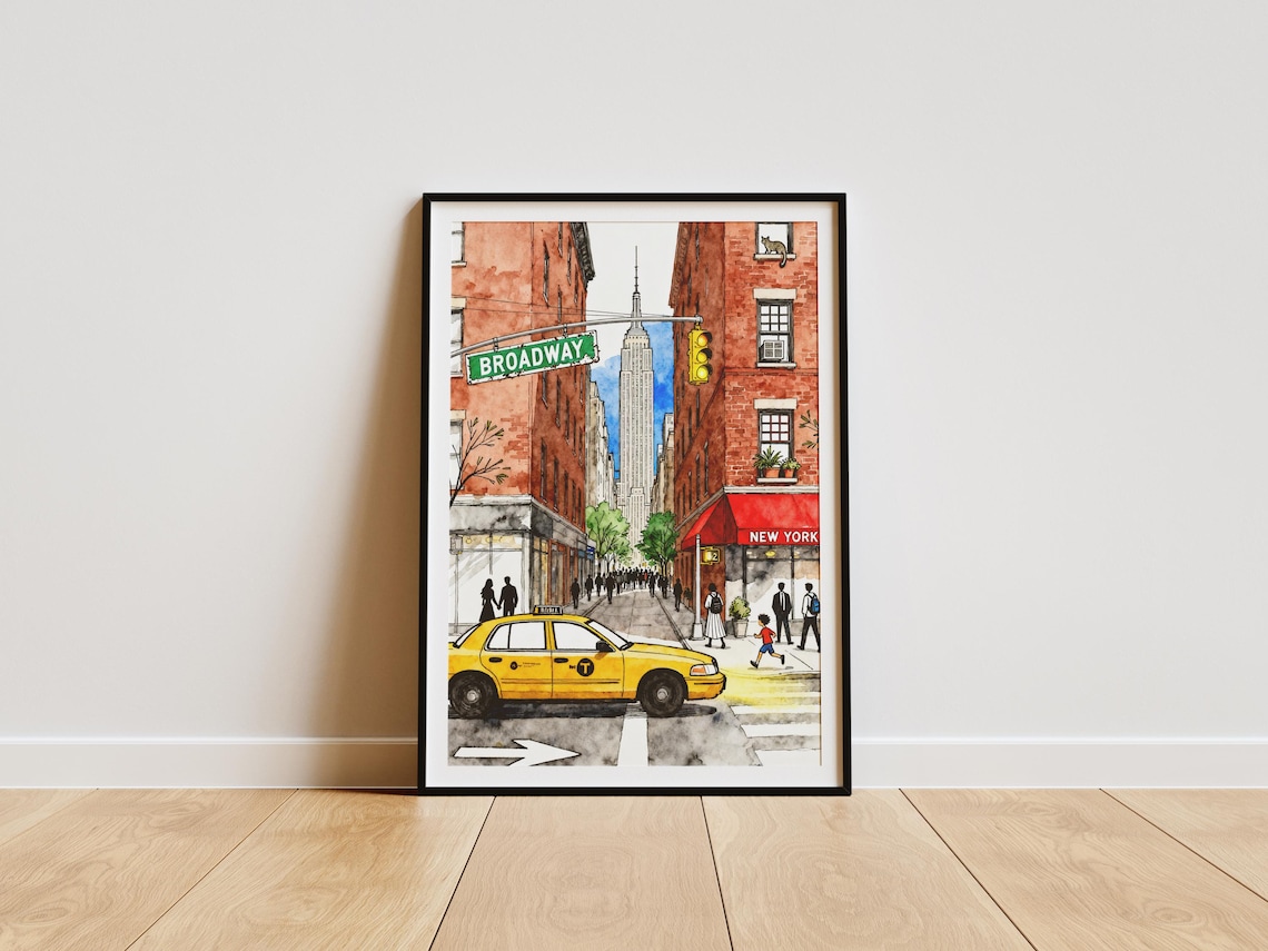 Nyc Broadway Art Print, Feminine New York Cityscape Print Home Decor ...
