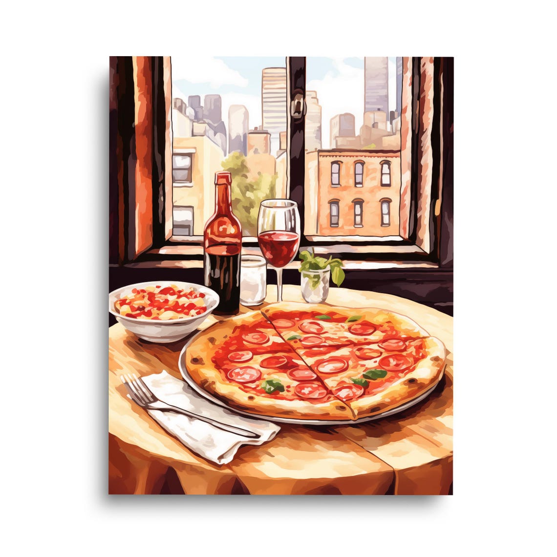 Nyc Pizza Print, Manhattan Kitchen Decor, New York Food Art, Pizzeria ...
