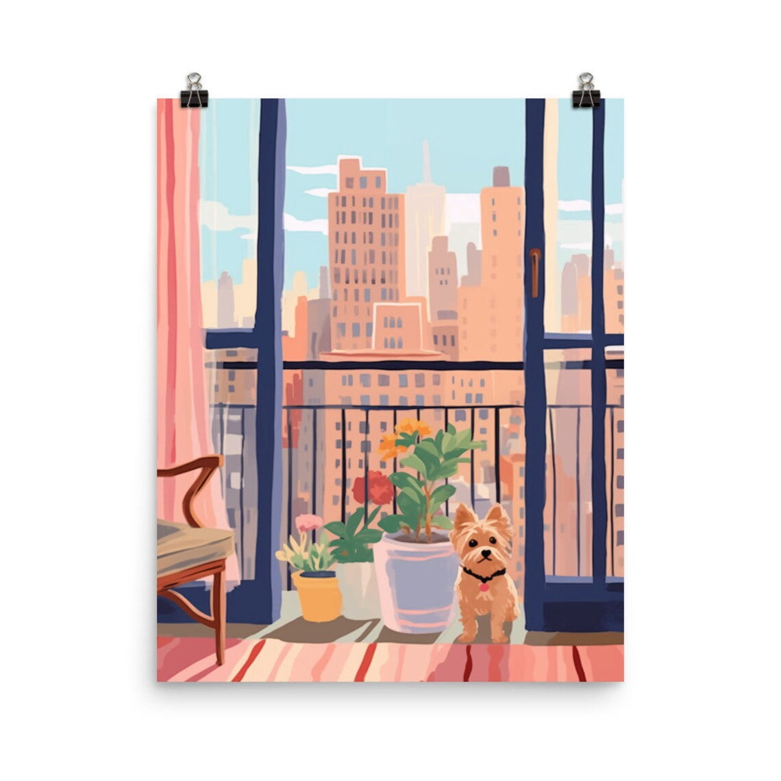 Nyc Yorkie Print, Manhattan Skyline Wall Art, Central Park Dog Poster ...