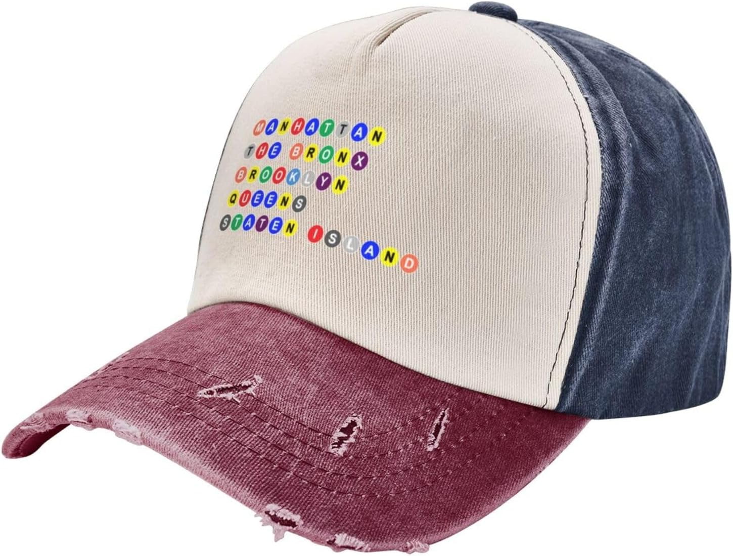 Nycs Five Boroughs in Subway Bubbles Baseball Caps for Men Or Women Washed Denim Cowboy Trucker ...