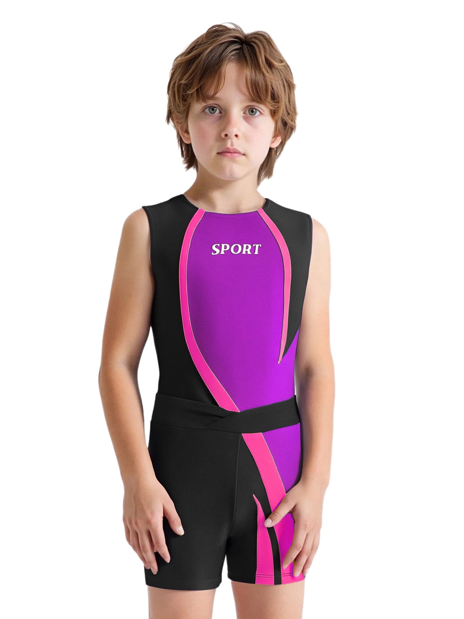 Nyeemya Kids Boys Workout Gymnastics Leotard and Shorts 2 Piece Sports ...