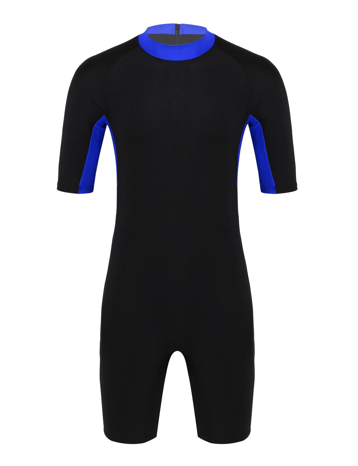 Nyeemya Men One Piece Swimsuit Half Sleeves Rashguard Zipper Shorty ...