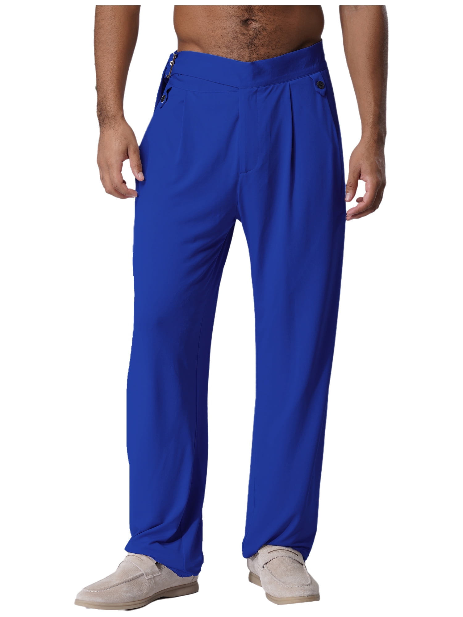 Nyeemya Men's Dress Pants Solid Color Belted Modern Ballroom Latin ...