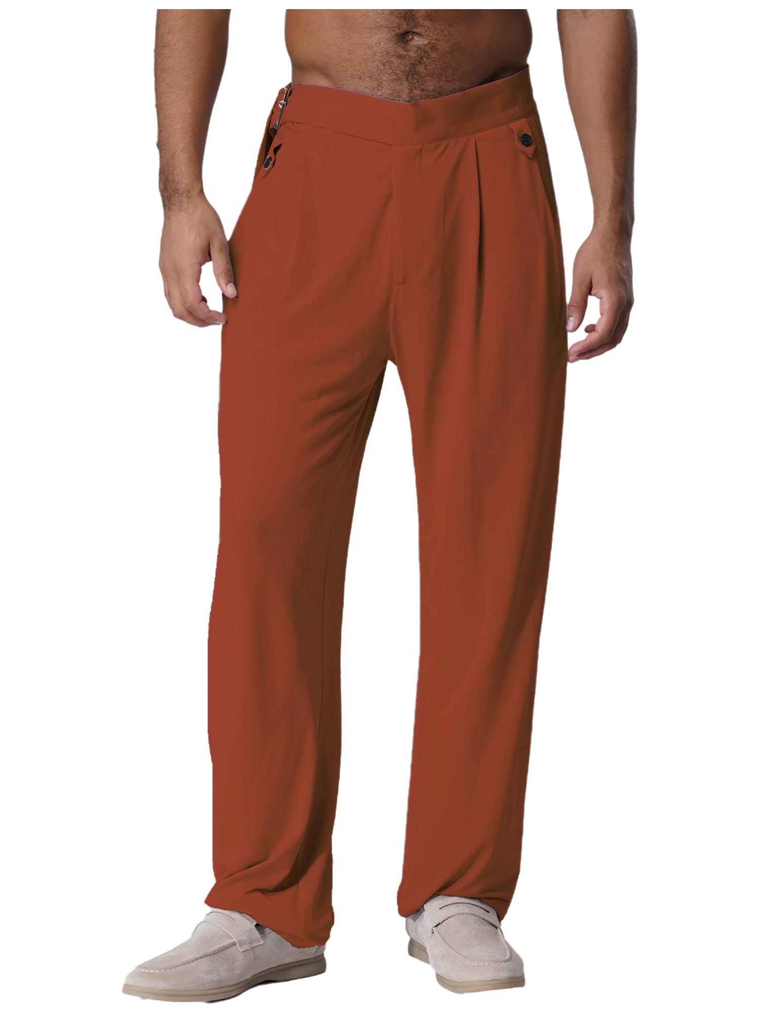 Nyeemya Men's Dress Pants Solid Color Belted Modern Ballroom Latin ...