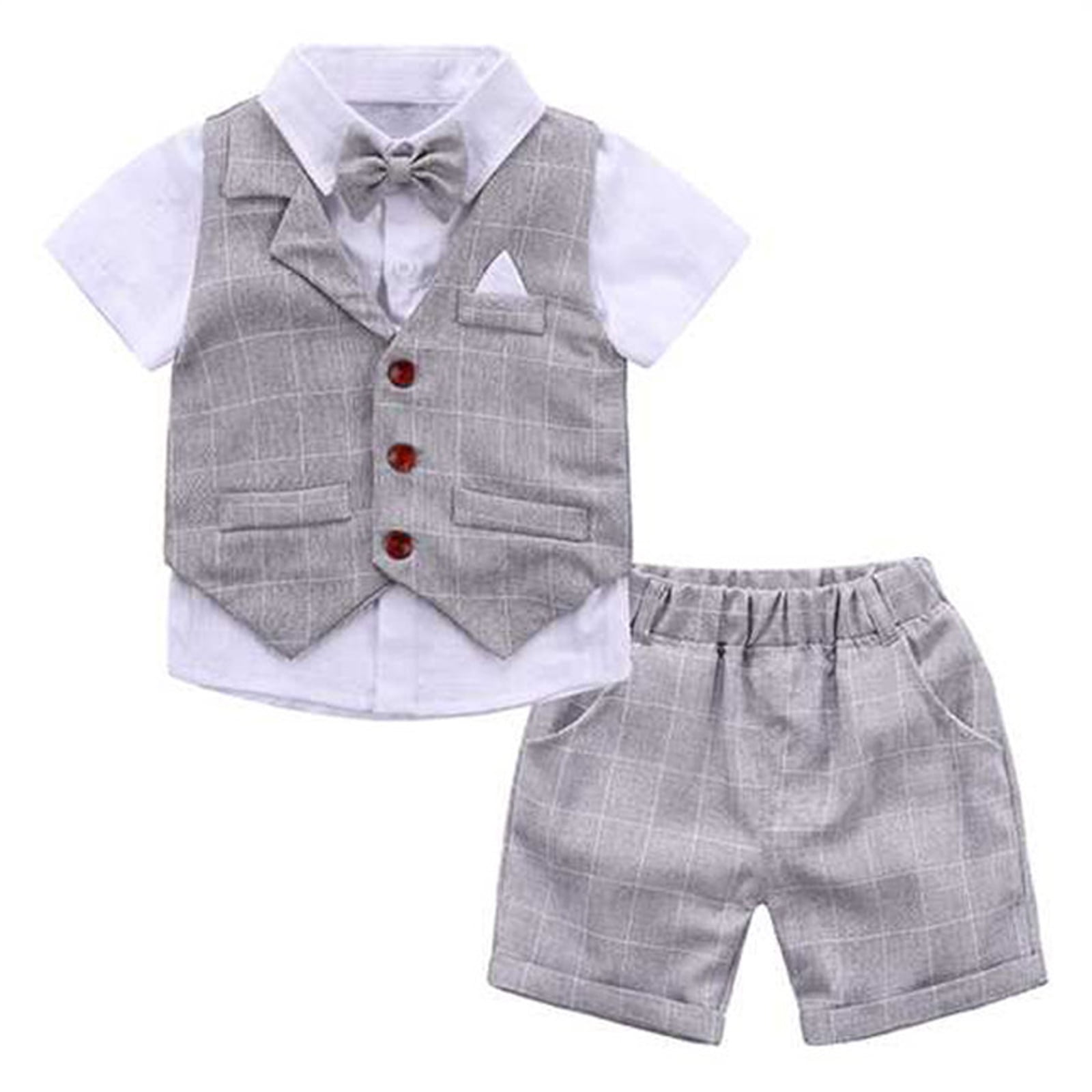 Nyeemya Toddler Kids Boys Wedding Formal Suit Short Sleeve Vest Shirt ...