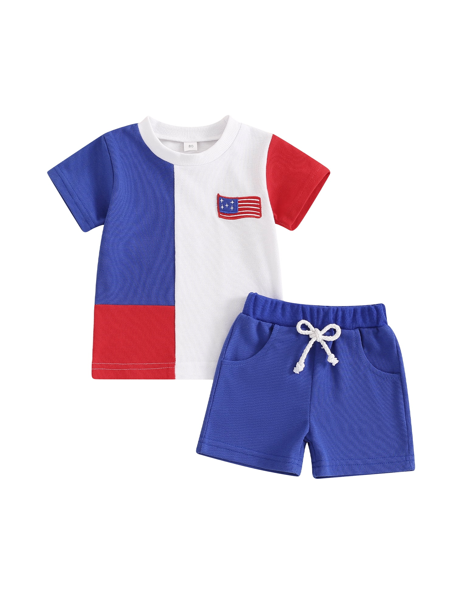 Nygoyerh 4th of July Toddler Boys Casual Outfits Flag Embroidery ...