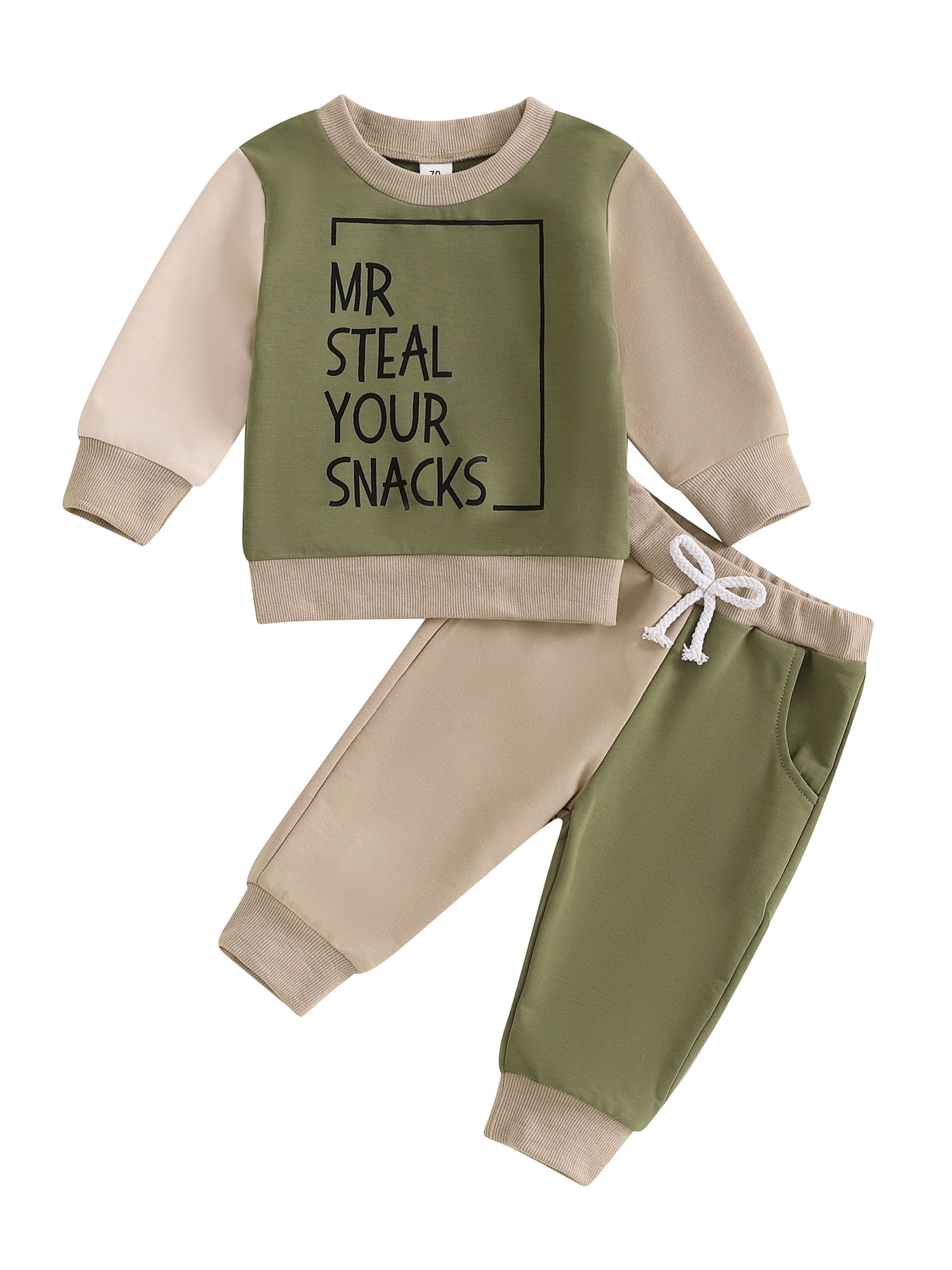 Nygoyerh Baby Boys Fall Outfit Letter Print Long Sleeve Sweatshirts and Long Pants 2PCS Set 12M ...