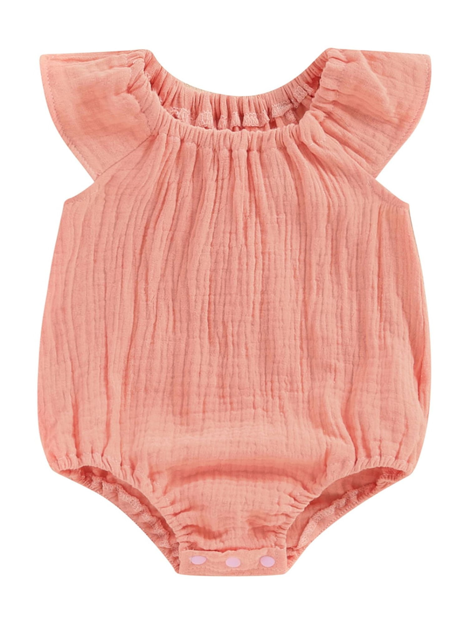 Nygoyerh Baby Girls Boys Summer Cotton Romper Basic Plain Ruffle ...