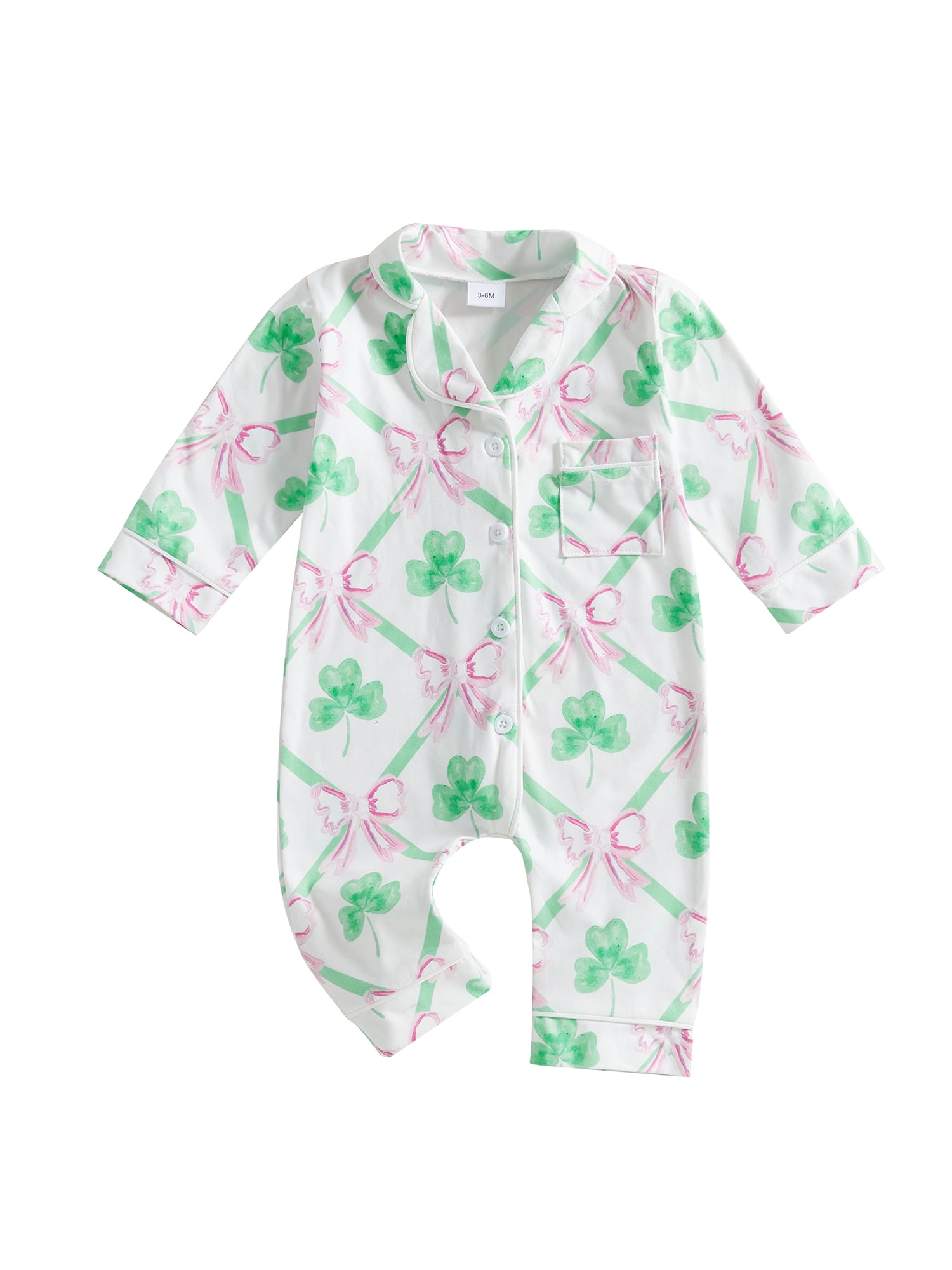 Nygoyerh Baby Girls Irish Day Pajamas Classic Shamrock Print Button ...