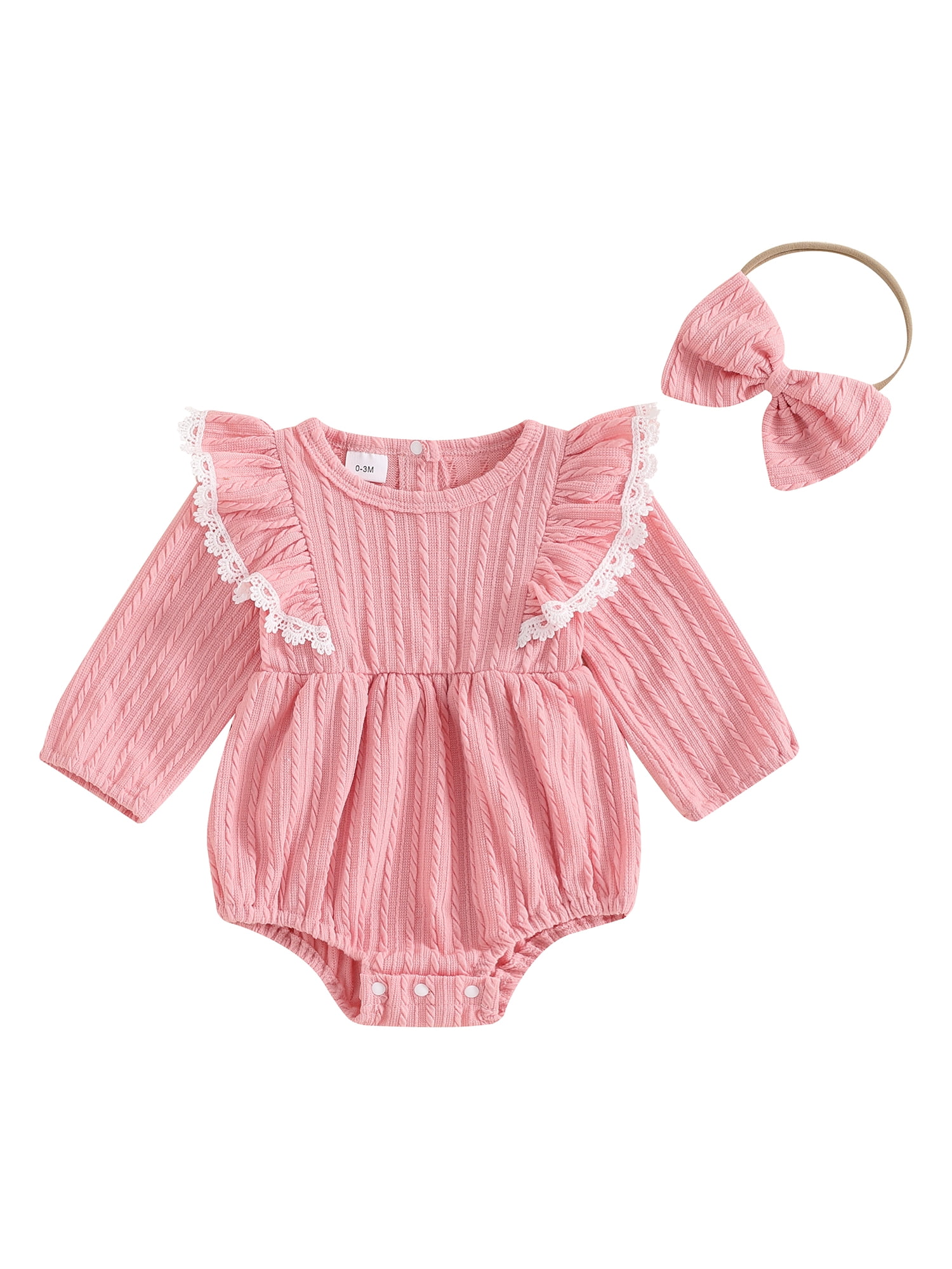 Nygoyerh Newborn Baby Girls 2PCS Fall Romper 3M 6M 12M 18M Lace Ruffled ...