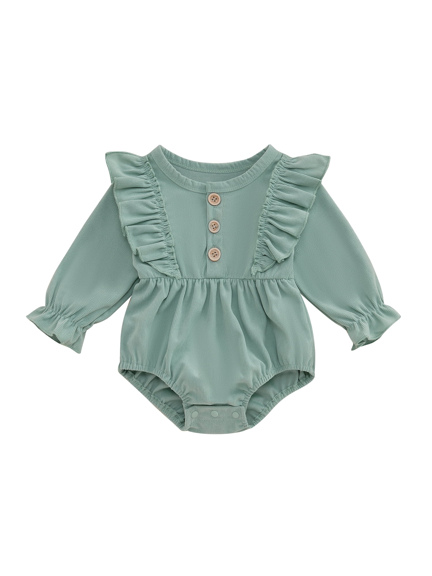 Nygoyerh Newborn Girls Spring Autumn Romper Long Sleeve Crew Neck Solid ...