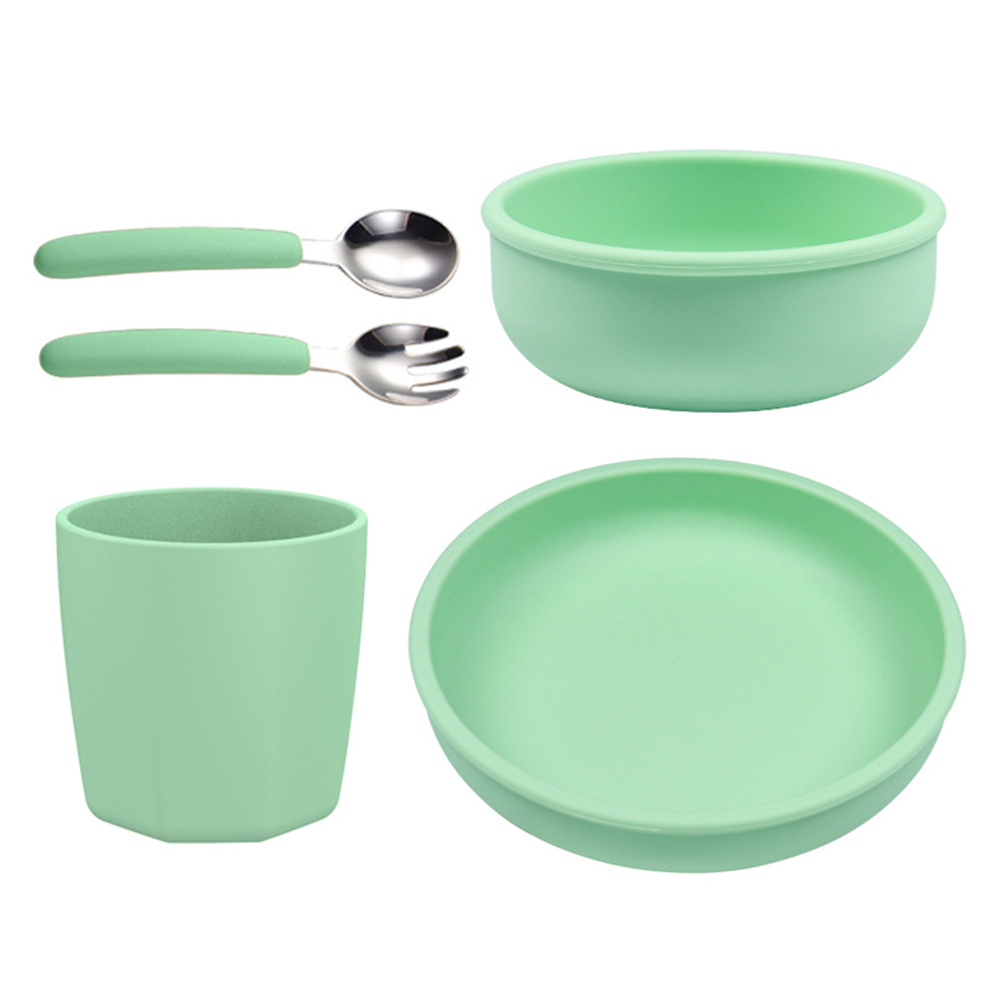 Nygoyerh Silicone Baby Feeding Set Plate and Bowl Cup with Fork Spoon ...