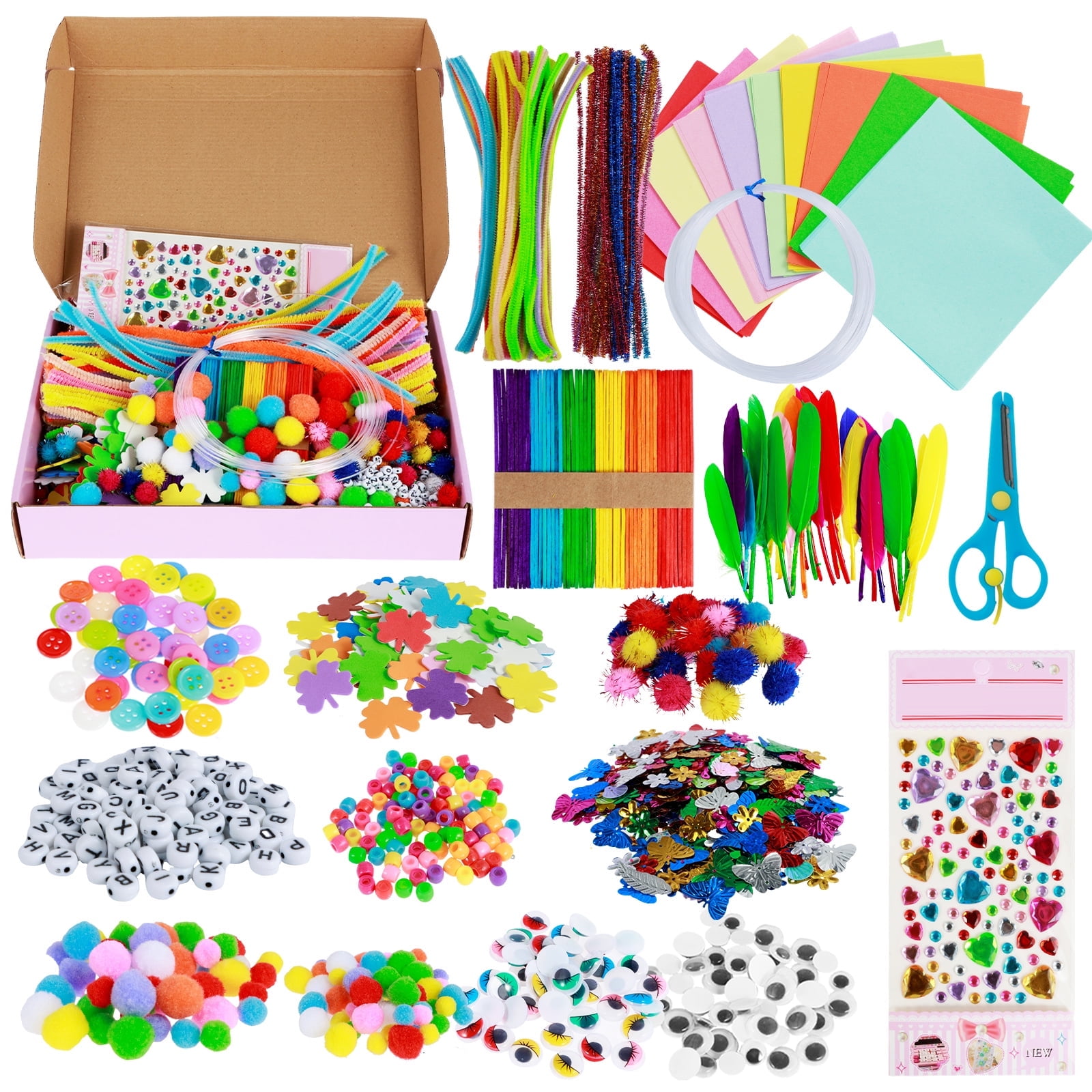 Keyohome Arts and Crafts Supplies for Kids, 1041Pcs Craft Kit with ...