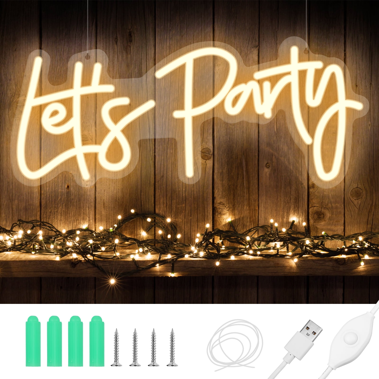 Nyidpsz Let's Party Neon Sign USB Powered Light Up Sign 5V Decorative ...