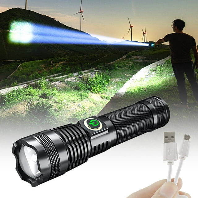 Nyidpsz Handheld Rechargeable Xhp70 LED Flashlight, 1000000 Lumens, USB ...