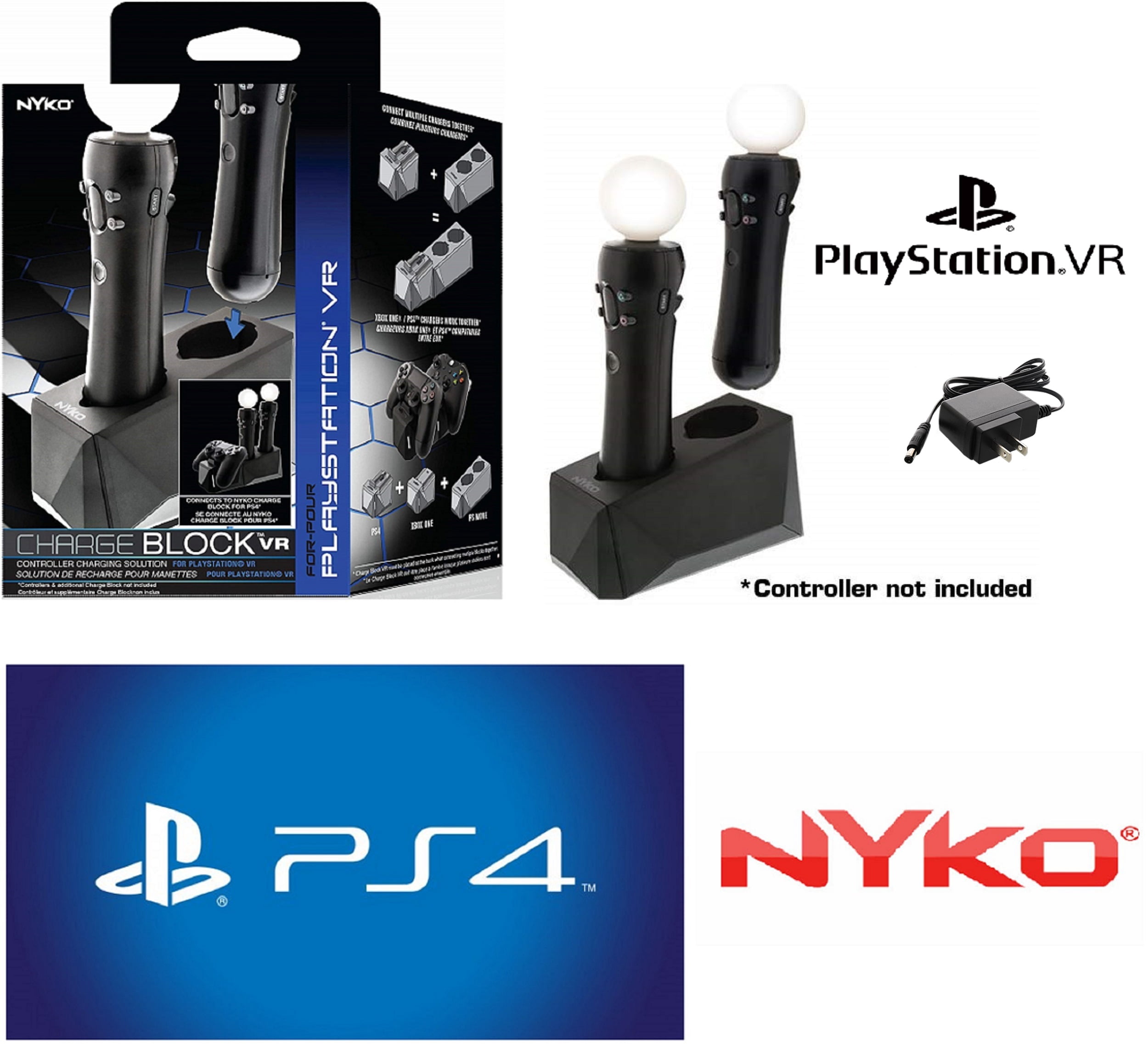 Nyko PS4, PS Move Motion Charging Station with Dual Dock Charger Stand ...
