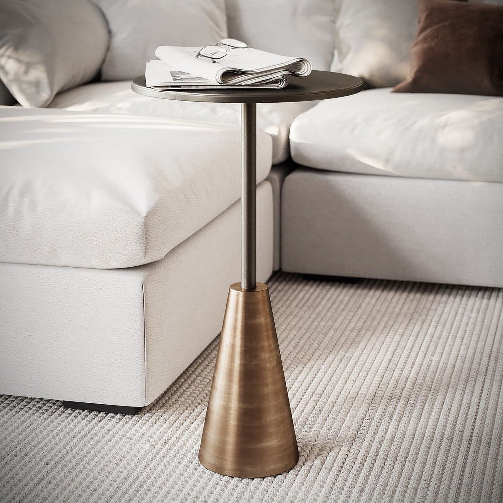 Nyla Round Bronze Pedestal End Table - Walmart.com