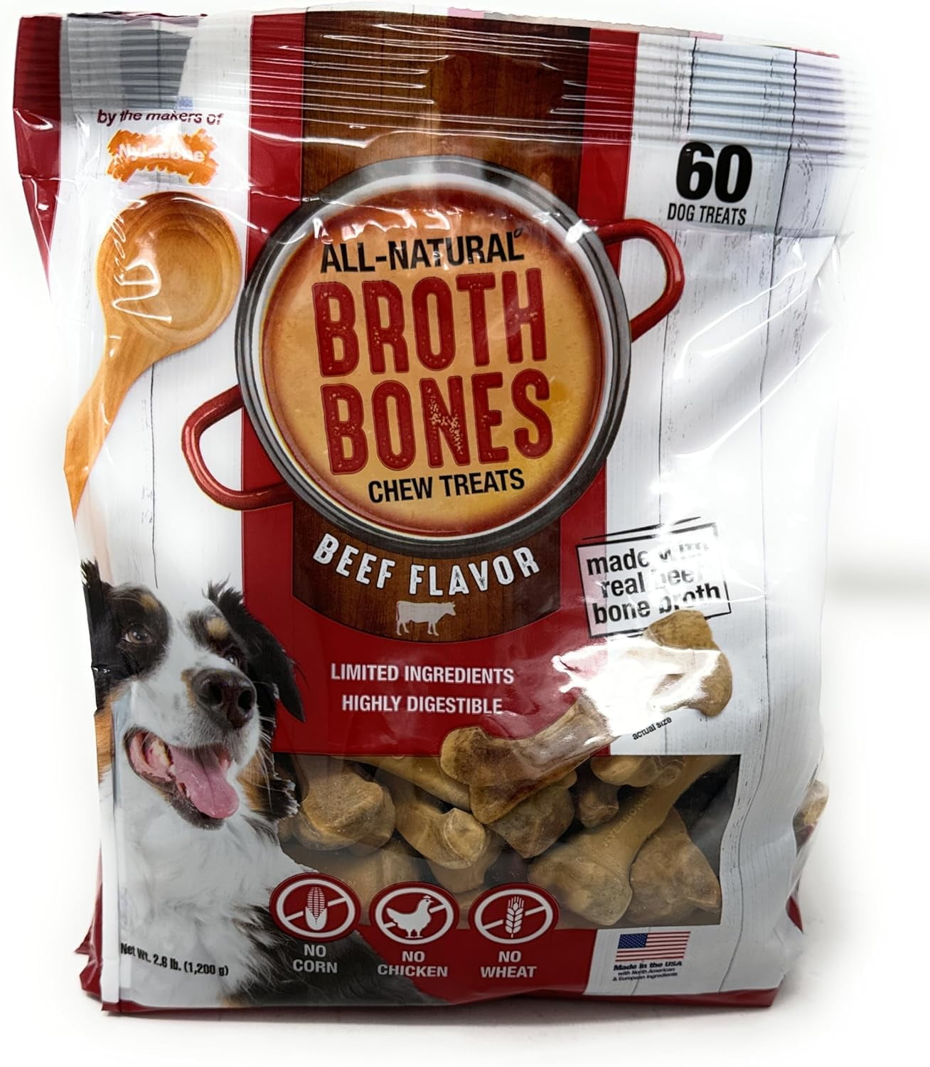 Nylabone, Beef Broth Bones for Dogs, 60 Count, 2.6 Lbs - Walmart.com