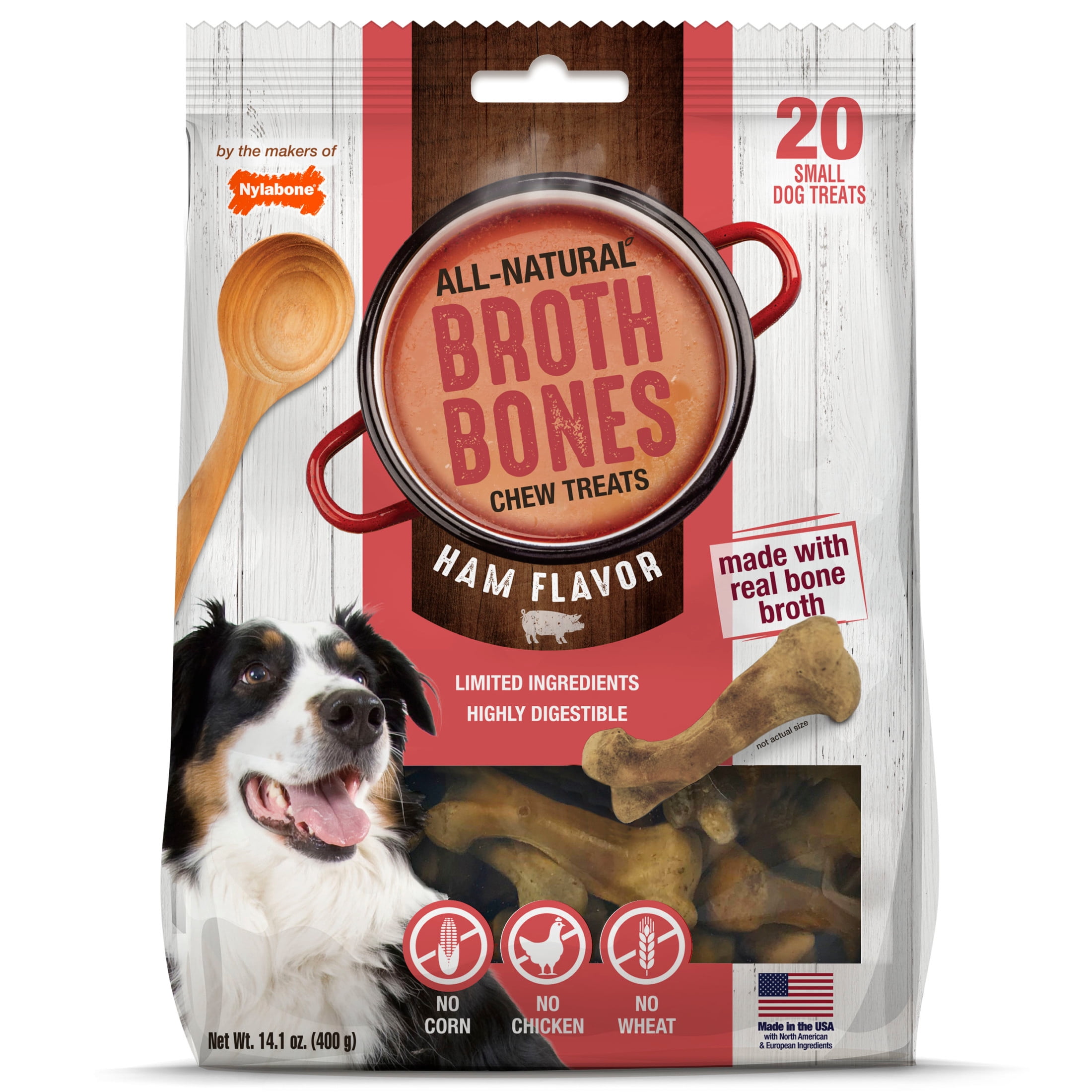 Nylabone Broth Bones Natural Dog Treats for Dogs, Bone Broth Dog Bones ...