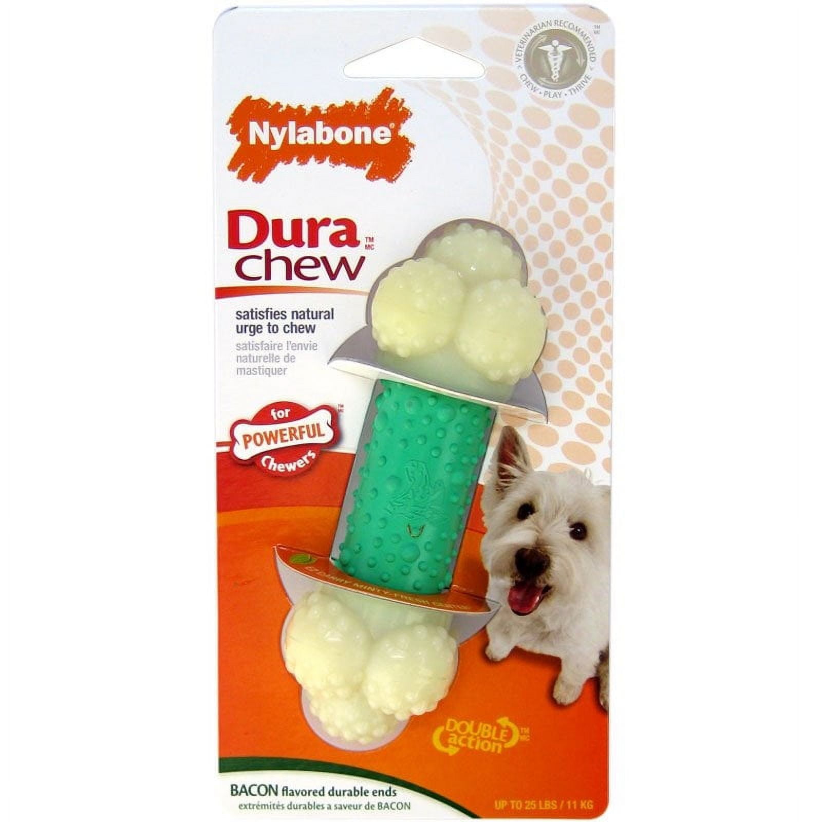 Nylabone Dura Chew Double Action Chew Bacon Flavor Regular - 1 count ...