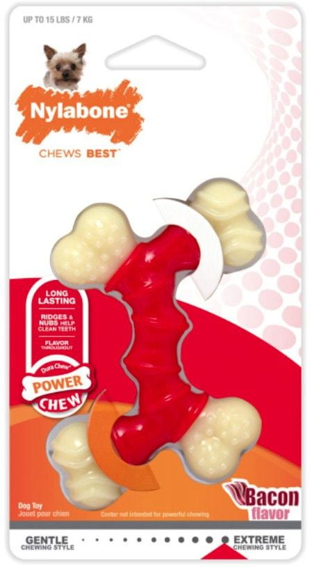 Nylabone Dura Chew Double Bone - Bacon Flavor [Dog, Toys Gumabone ...